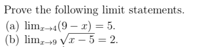 Solved Prove the following limit | Chegg.com
