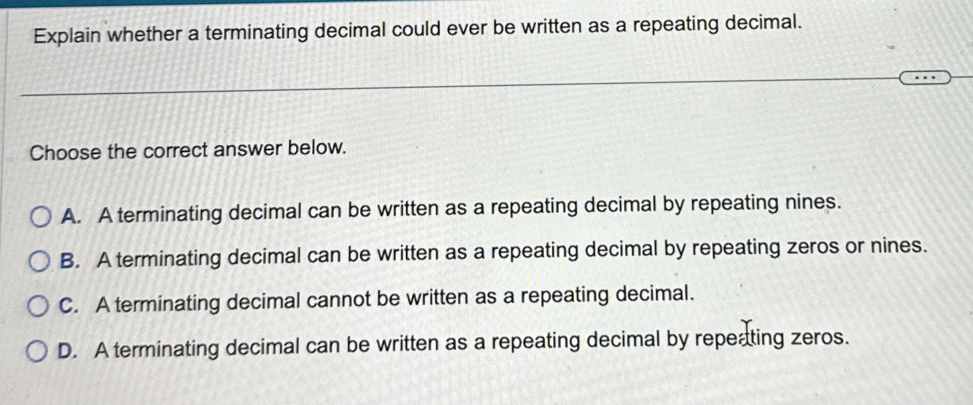 Solved Explain whether a terminating decimal could ever be | Chegg.com