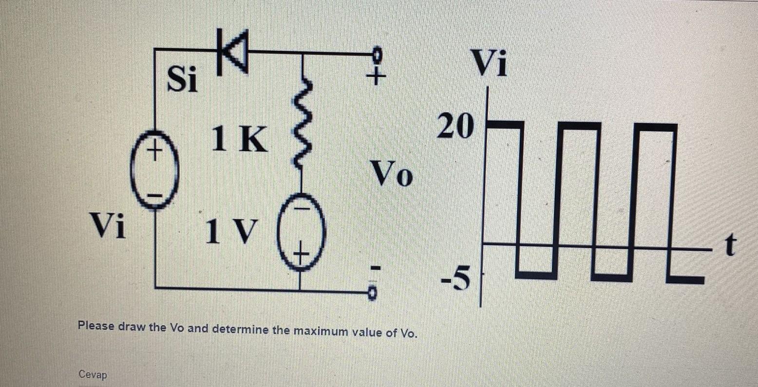 Solved Please draw the Vo and determine the maximum value of | Chegg.com
