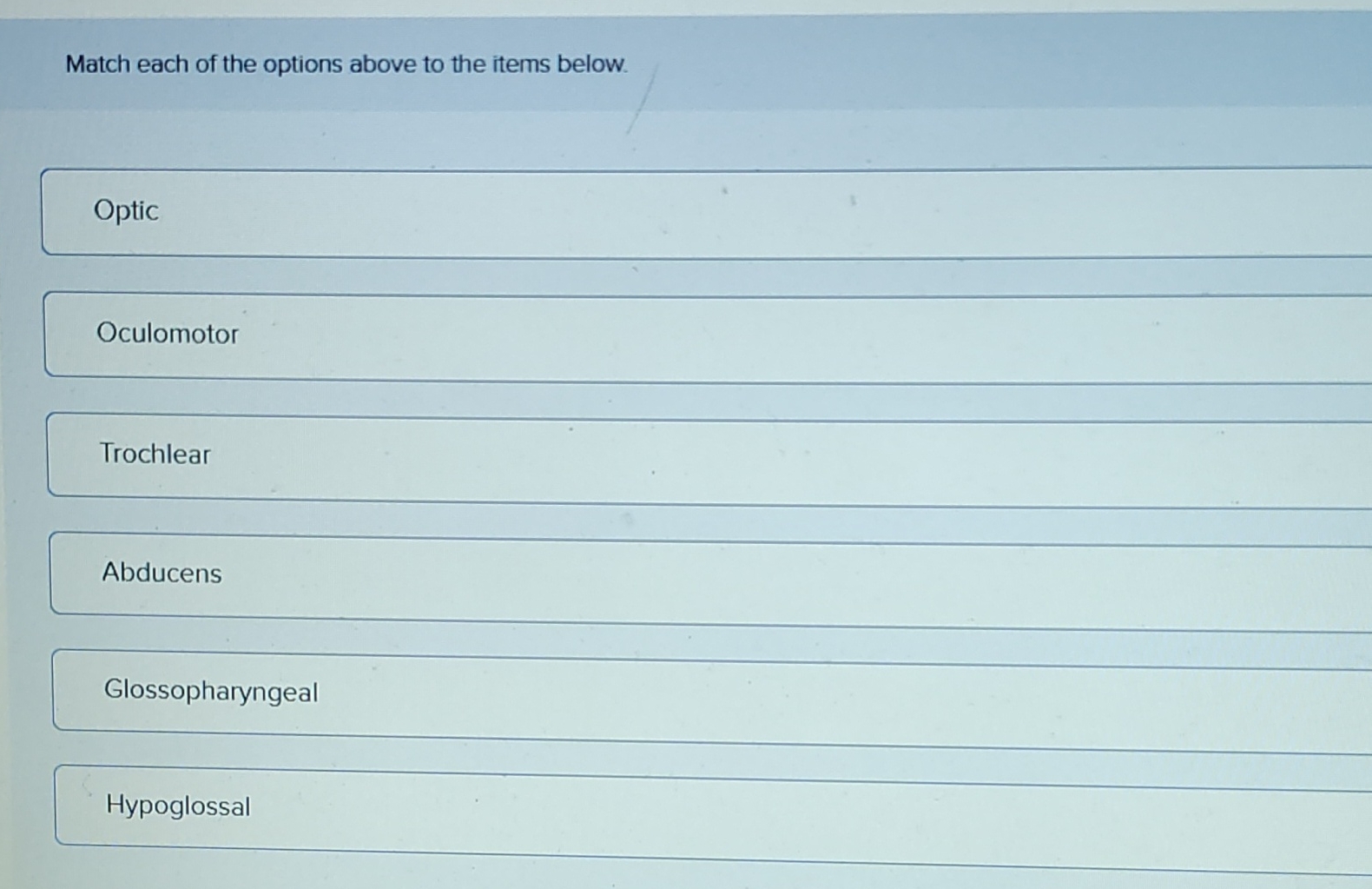 Solved match the name of each cranial nerve to its | Chegg.com