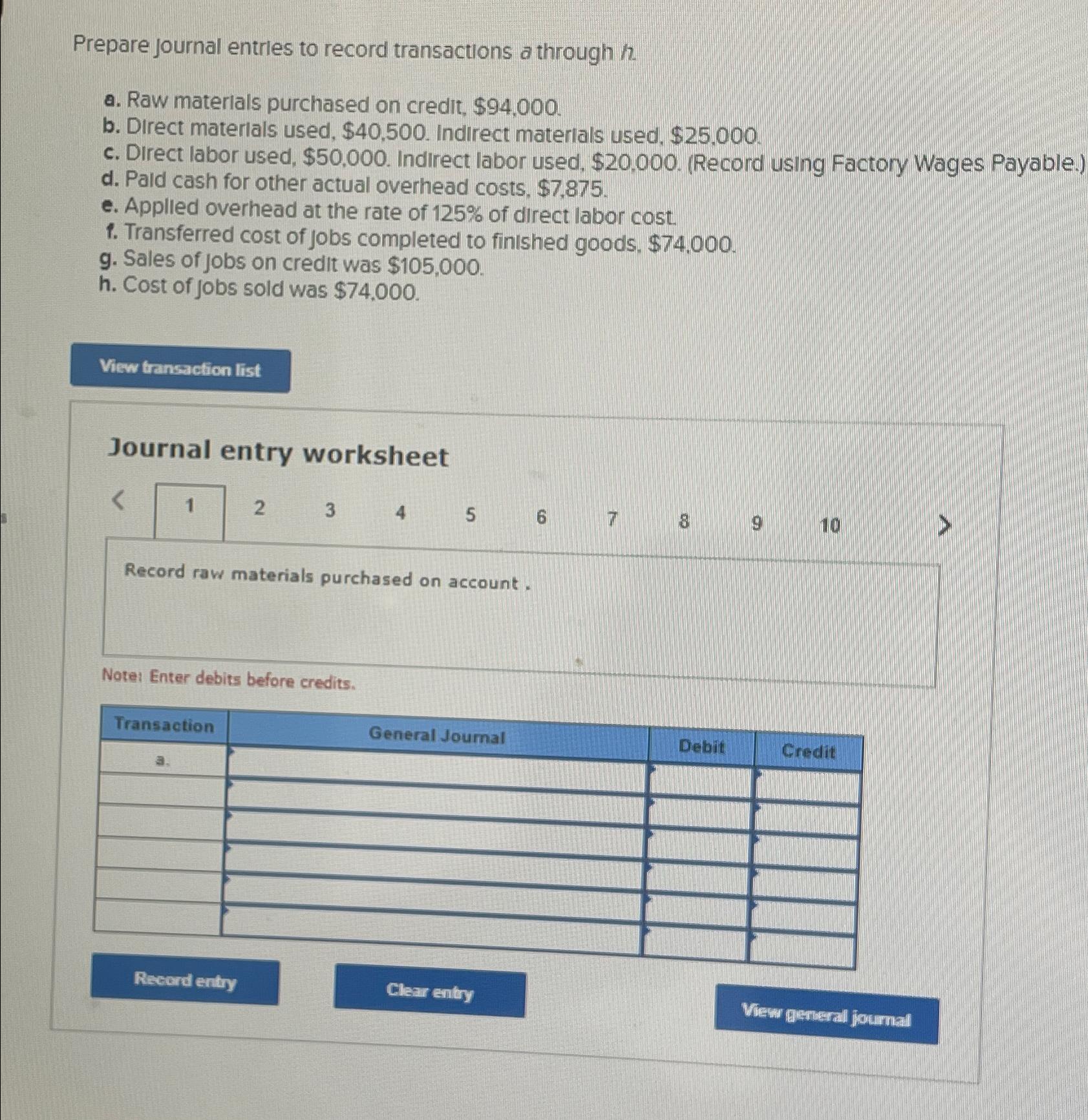 Solved Prepare journal entries to record transactions a | Chegg.com