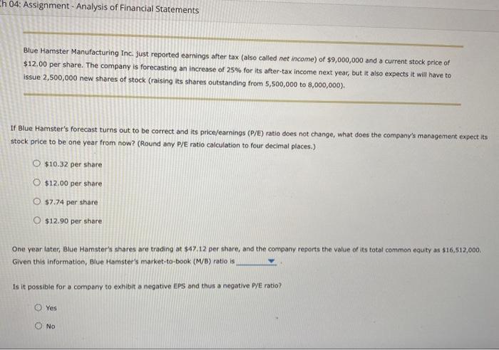 Solved Th 04: Assignment - Analysis of Financial Statements | Chegg.com