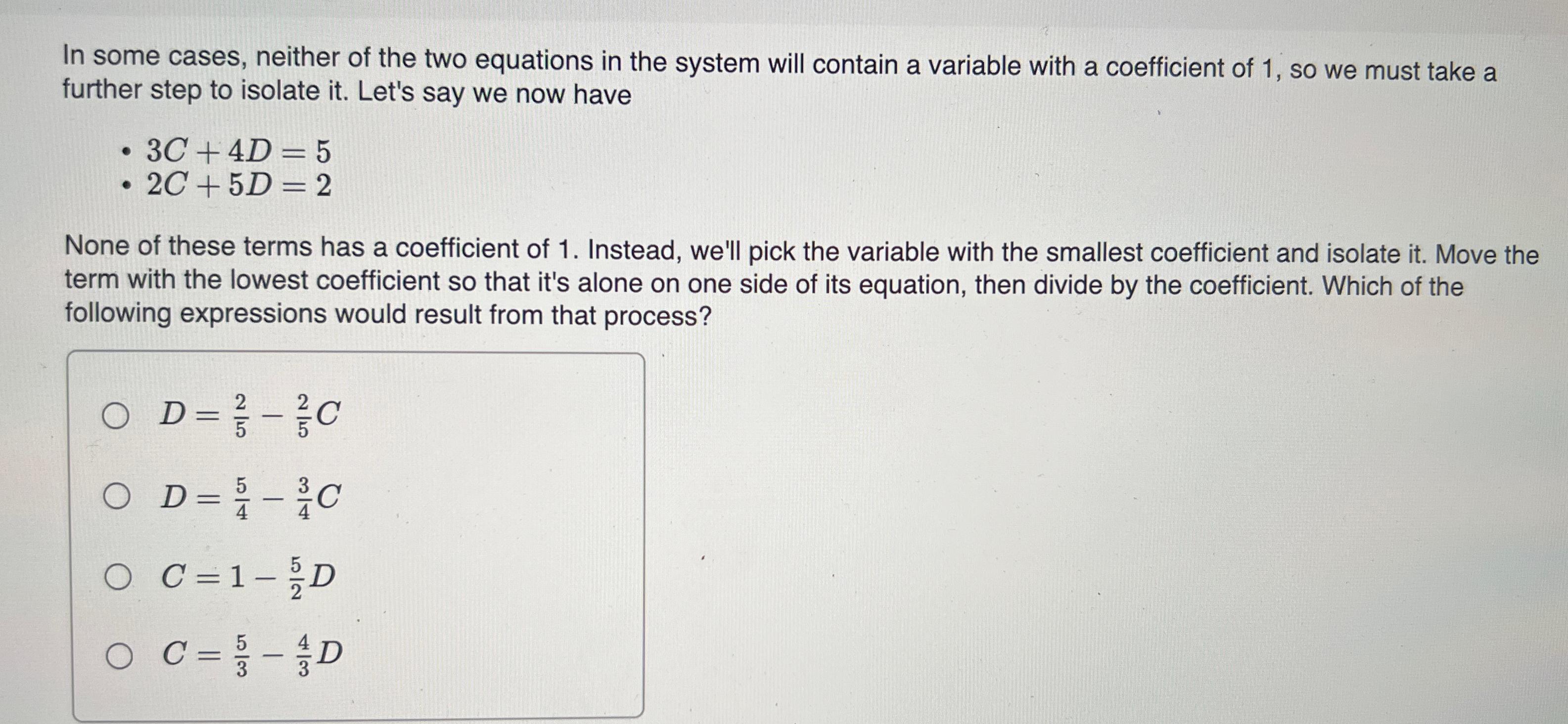 In some cases, neither of the two equations in the | Chegg.com