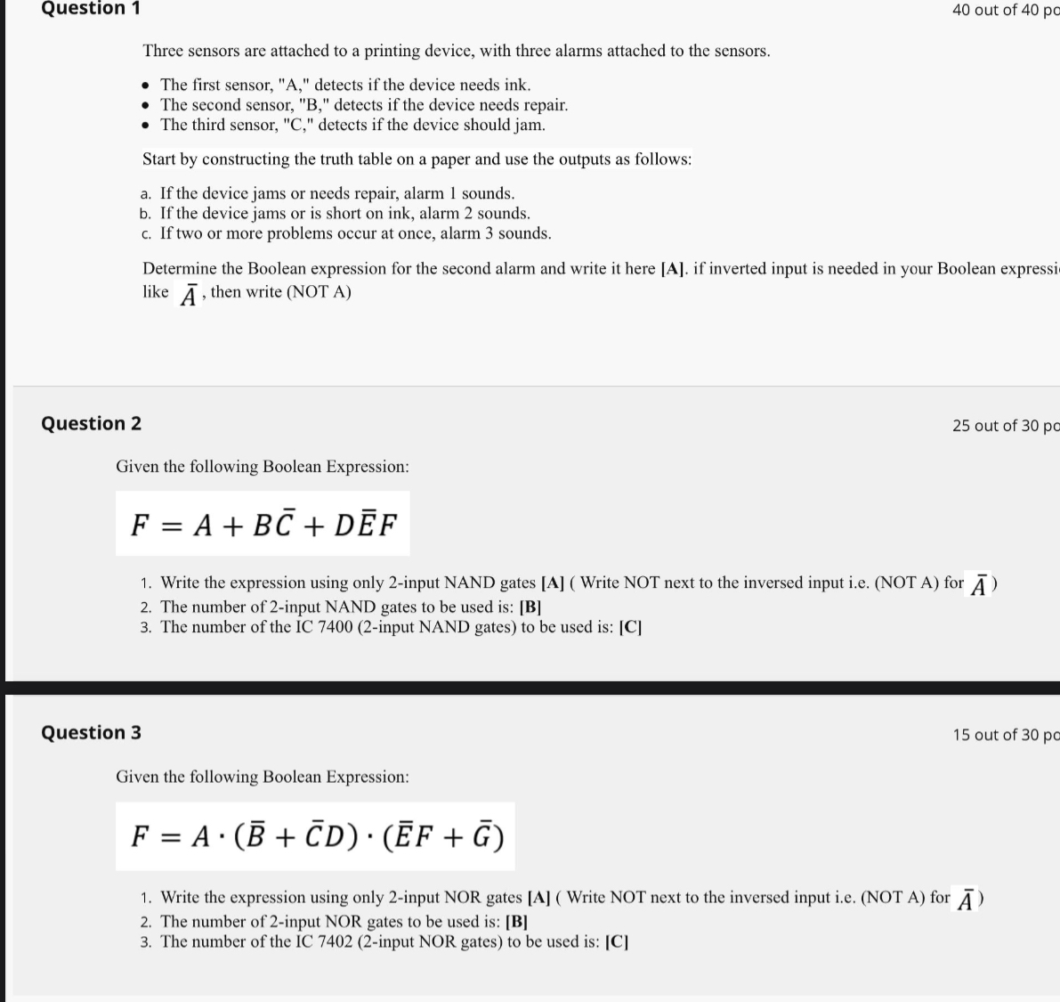 Solved Question 140 ﻿out of 40 ﻿poThree sensors are attached | Chegg.com