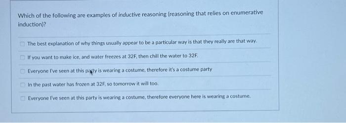 Which of the following are examples of inductive | Chegg.com