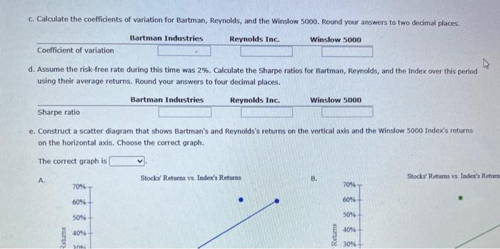 Excel Activity: Evaluating Risk and Return Bartman | Chegg.com