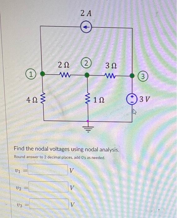 Solved Find the nodal voltages using nodal analysis. Round | Chegg.com