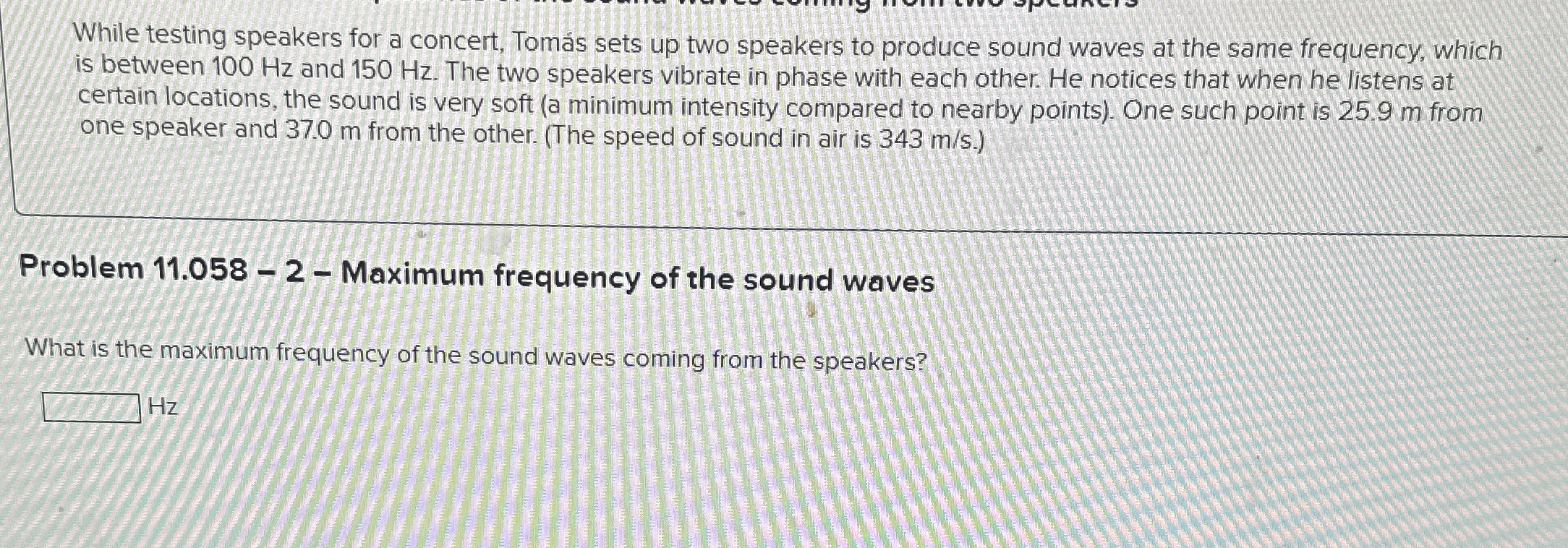 Solved Problem 11.058-2-Maximum frequency of the sound | Chegg.com