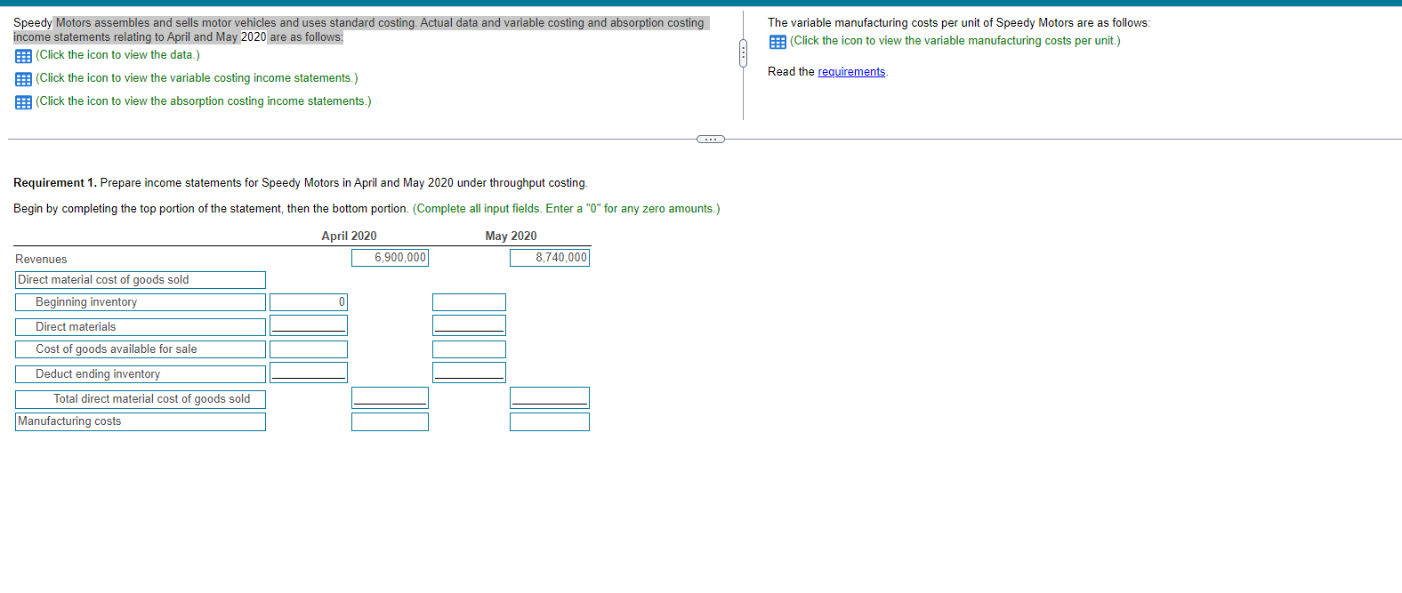 Motors assembles and sells motor vehicles and uses | Chegg.com