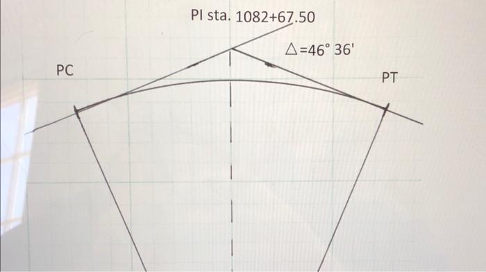 Solved PI sta. 1082+67.501VShown above is a horizontal | Chegg.com