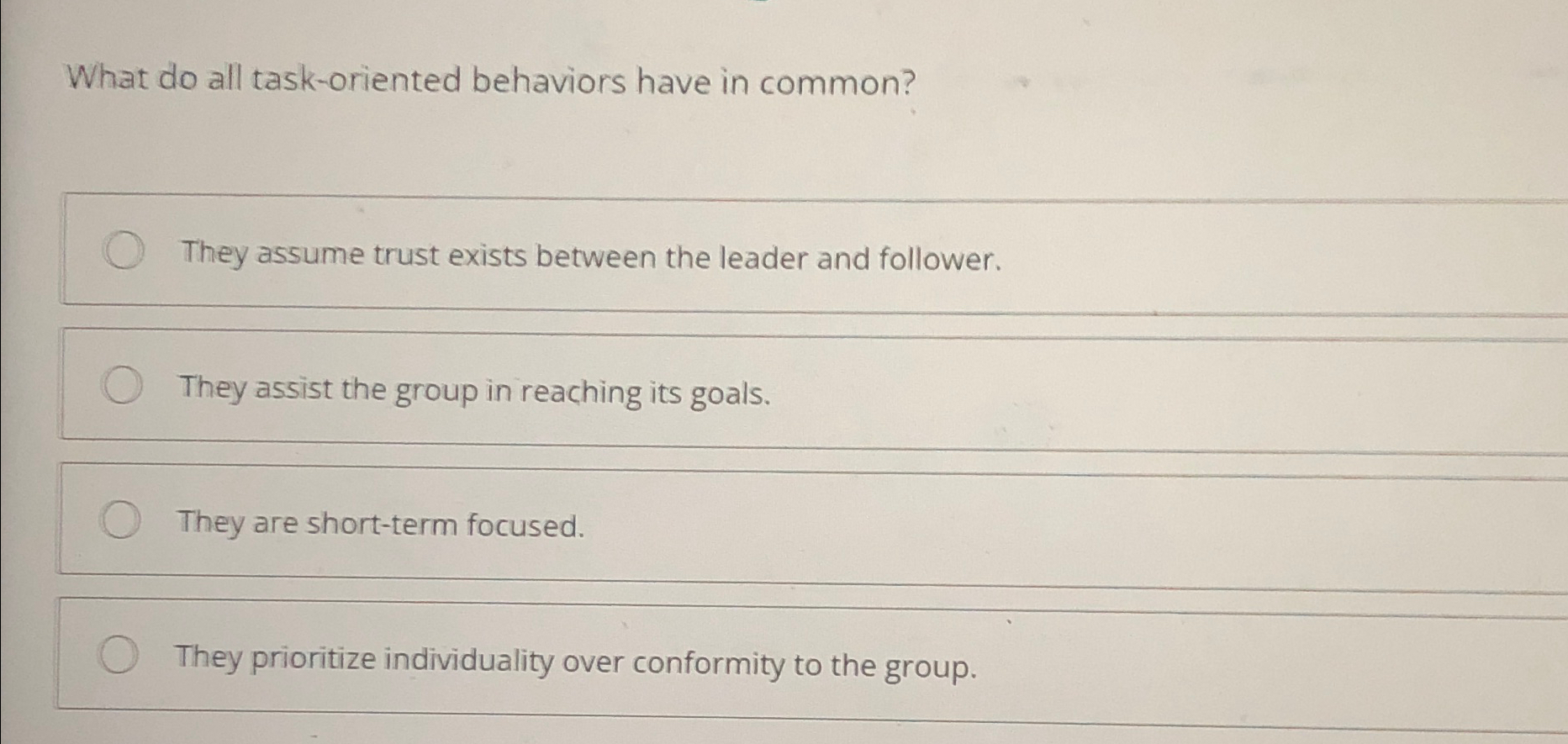 Solved What do all task-oriented behaviors have in | Chegg.com