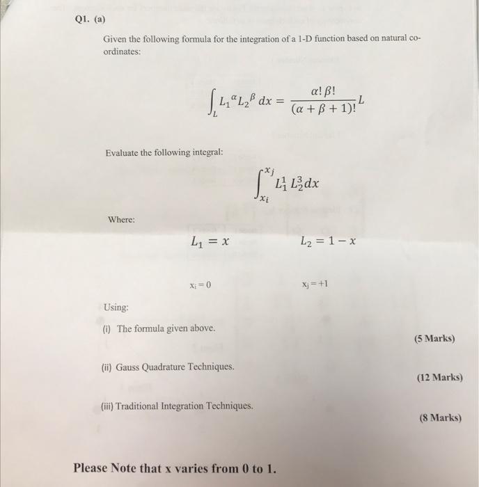 Given the following formula for the integration of a | Chegg.com