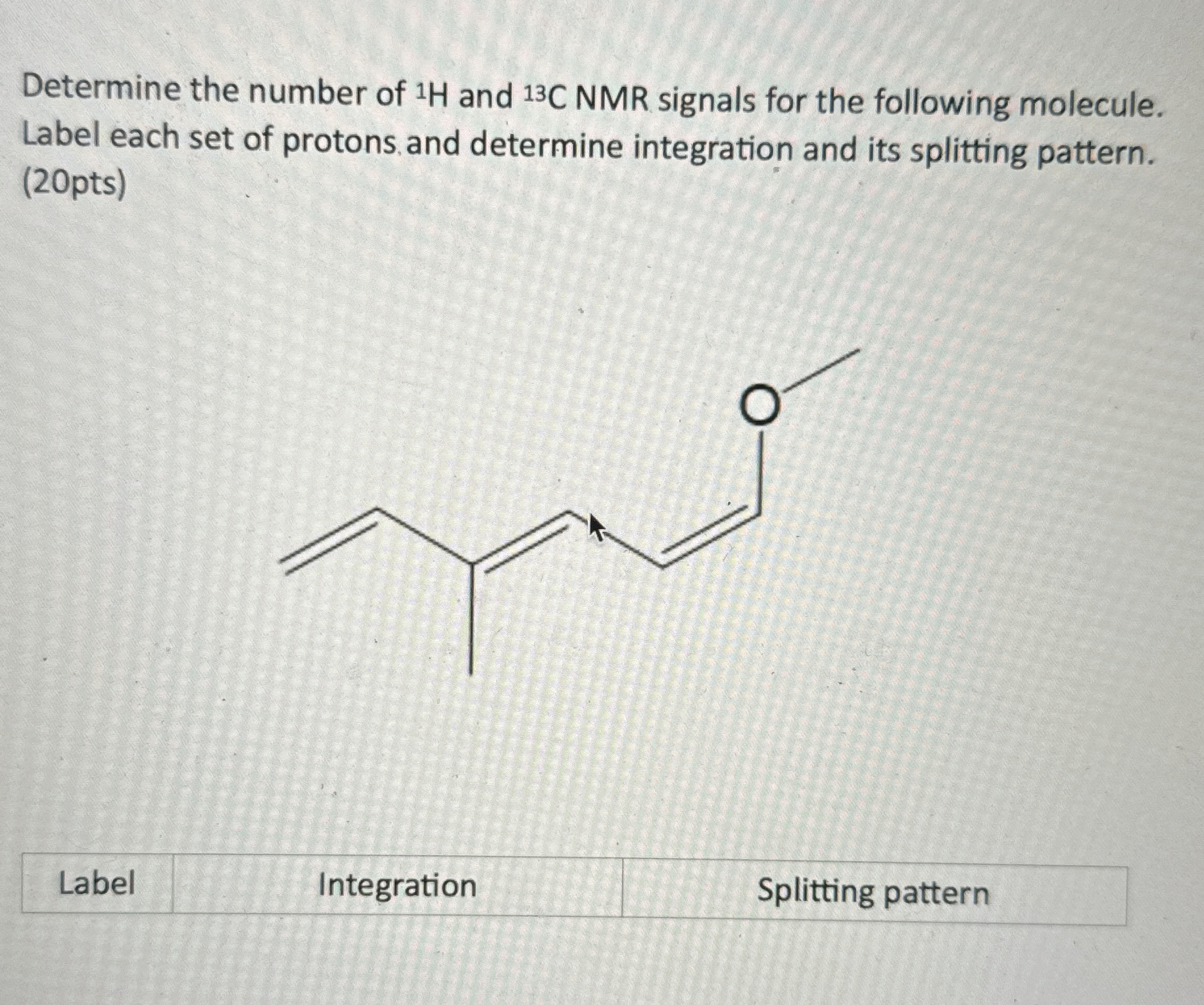 Solved Determine the number of ?1H ﻿and ?13C ﻿NMR signals | Chegg.com