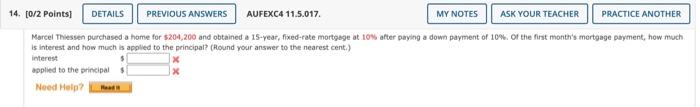 Solved 14. (0/2 Points] DETAILS PREVIOUS ANSWERS AUFEXC4 | Chegg.com