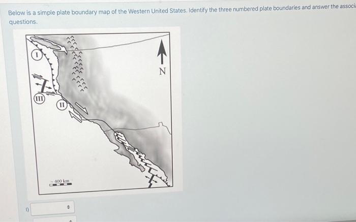 Solved Below is a simple plate boundary map of the Western | Chegg.com