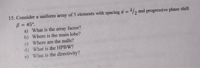 Solved 15 Consider A Uniform Array Of 5 Elements With 