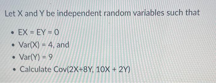 Solved Let X and Y be independent random variables such that | Chegg.com