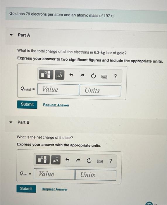 Solved Gold has 79 electrons per atom and an atomic mass of | Chegg.com