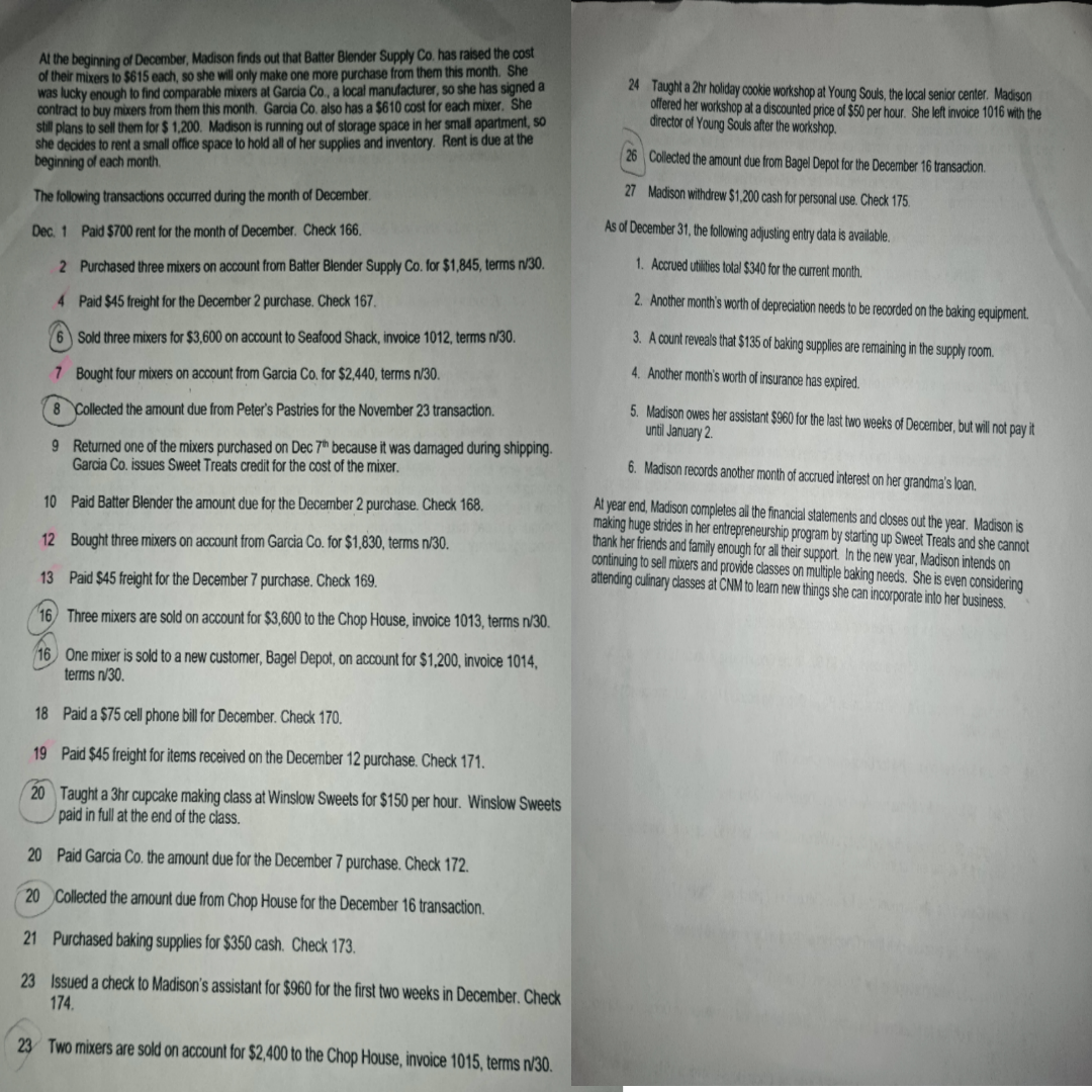 Please help with the Statement of Cash Flows. The | Chegg.com