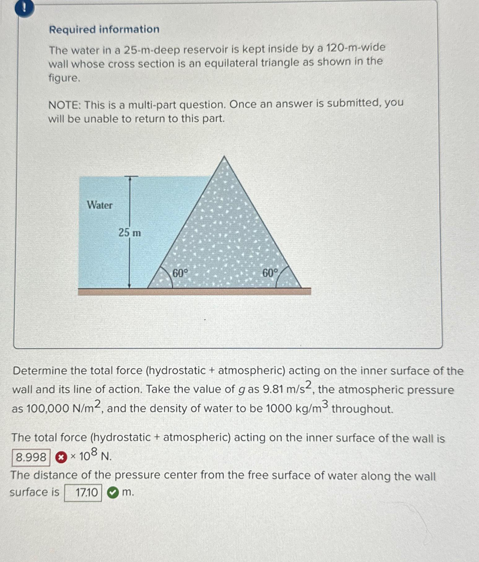 Solved !\\nRequired information\\nThe water in a 25 -m-deep | Chegg.com