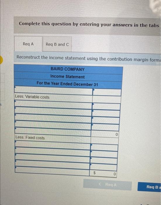 Solved Exercise 11-15A (Algo) Using contribution margin | Chegg.com