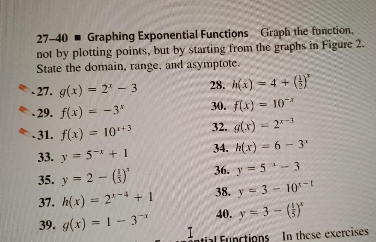 Solved 27–40 Graphing Exponential Functions Graph the | Chegg.com
