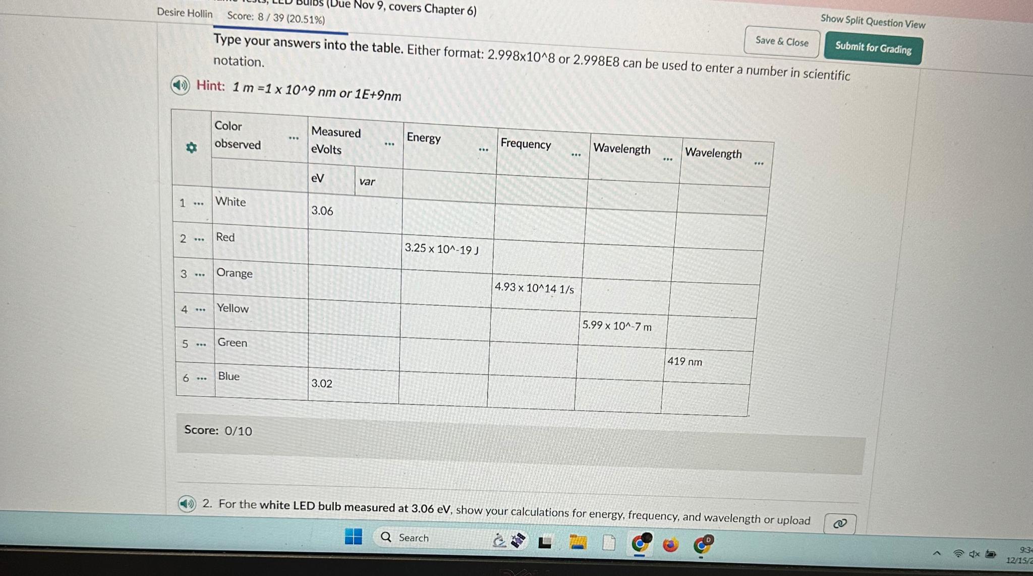 Solved The energy of a LED light can be measured by using a | Chegg.com