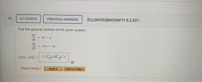 Solved 11. 0/1 POINTS PREVIOUS ANSWERS ZILLDIFFEQMODAP11 | Chegg.com