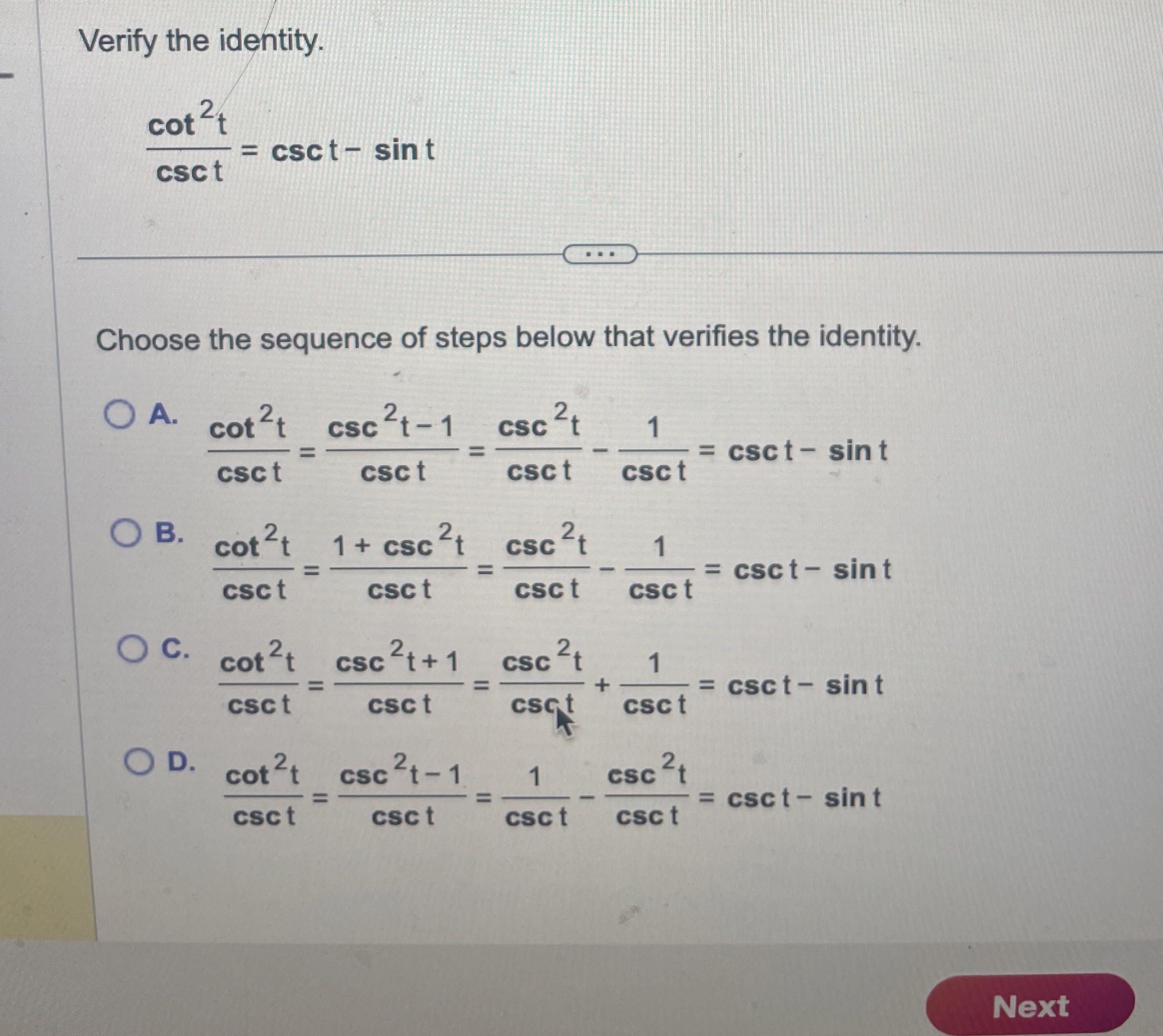 Solved How to solve Verify the | Chegg.com