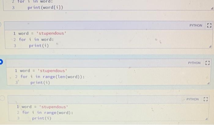Solved Which of the following pieces of code has an | Chegg.com