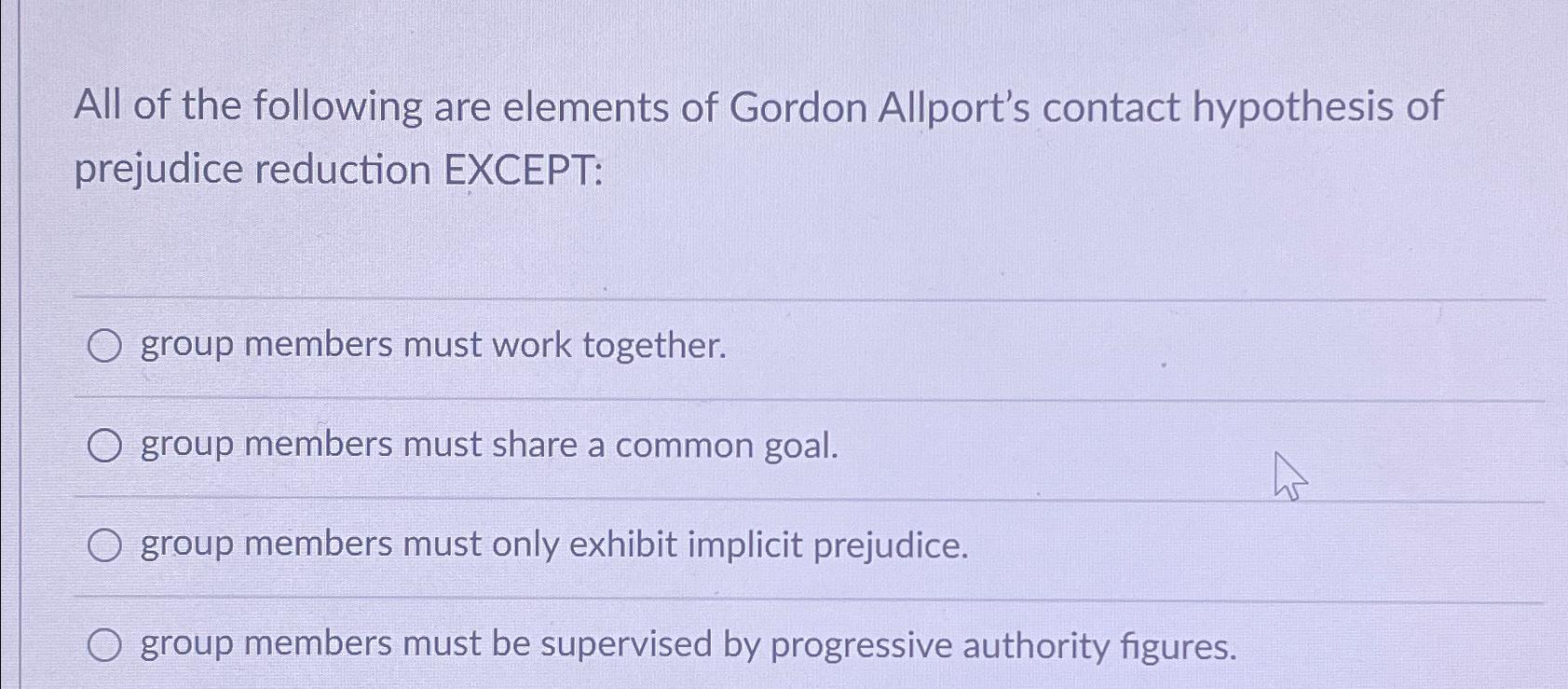 Solved All of the following are elements of Gordon Allport's | Chegg.com