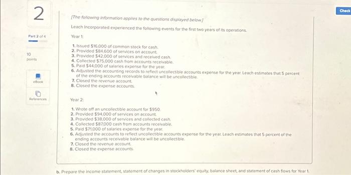Solved 2 Part 2 of 4 10 points eBook References [The | Chegg.com