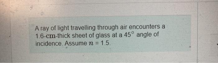 Solved A ray of light travelling through air encounters a | Chegg.com