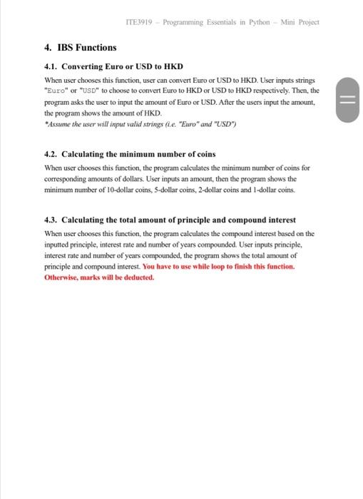 Solved ITE3919 - Programming Essentials in Python - Mini | Chegg.com
