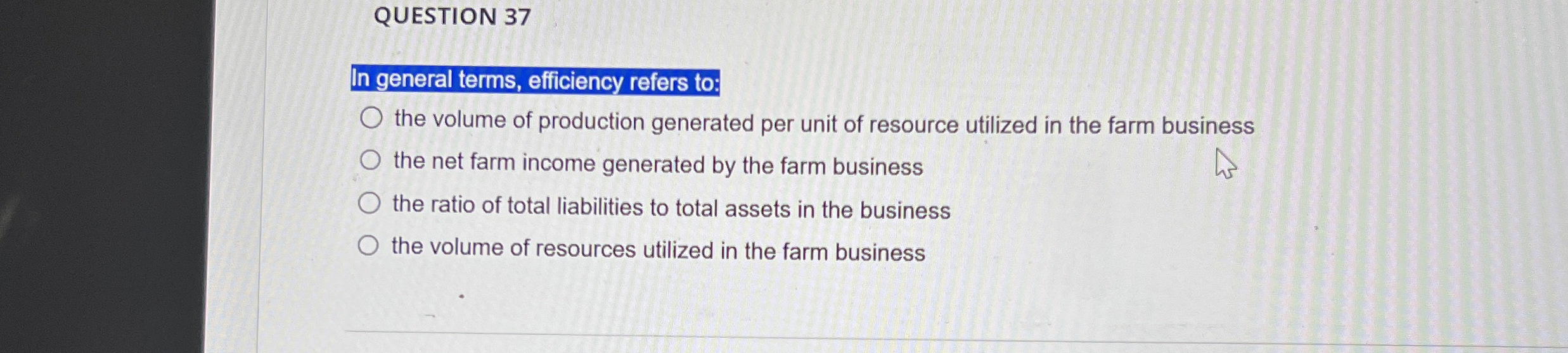 Solved QUESTION 37In general terms, efficiency refers to:the | Chegg.com