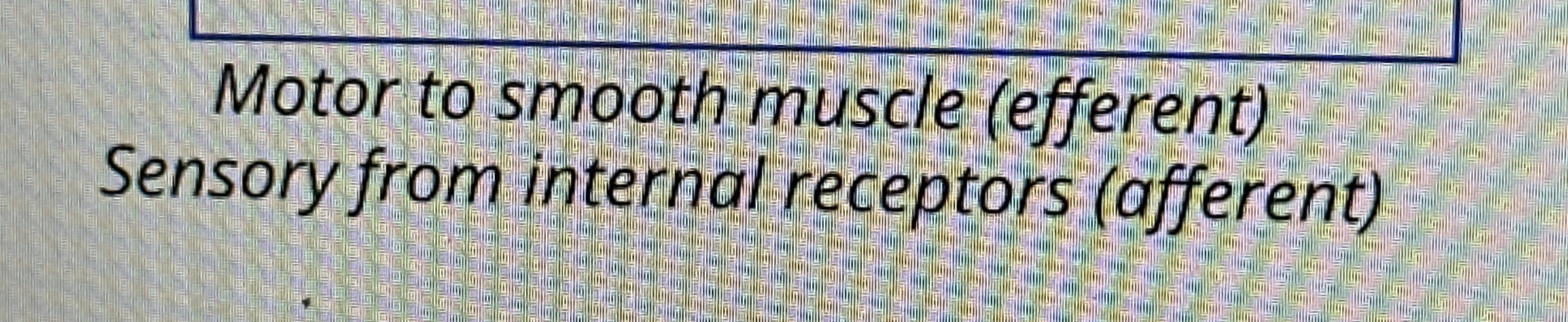 Solved Motor to smooth muscle (efferent) ﻿Sensory from | Chegg.com