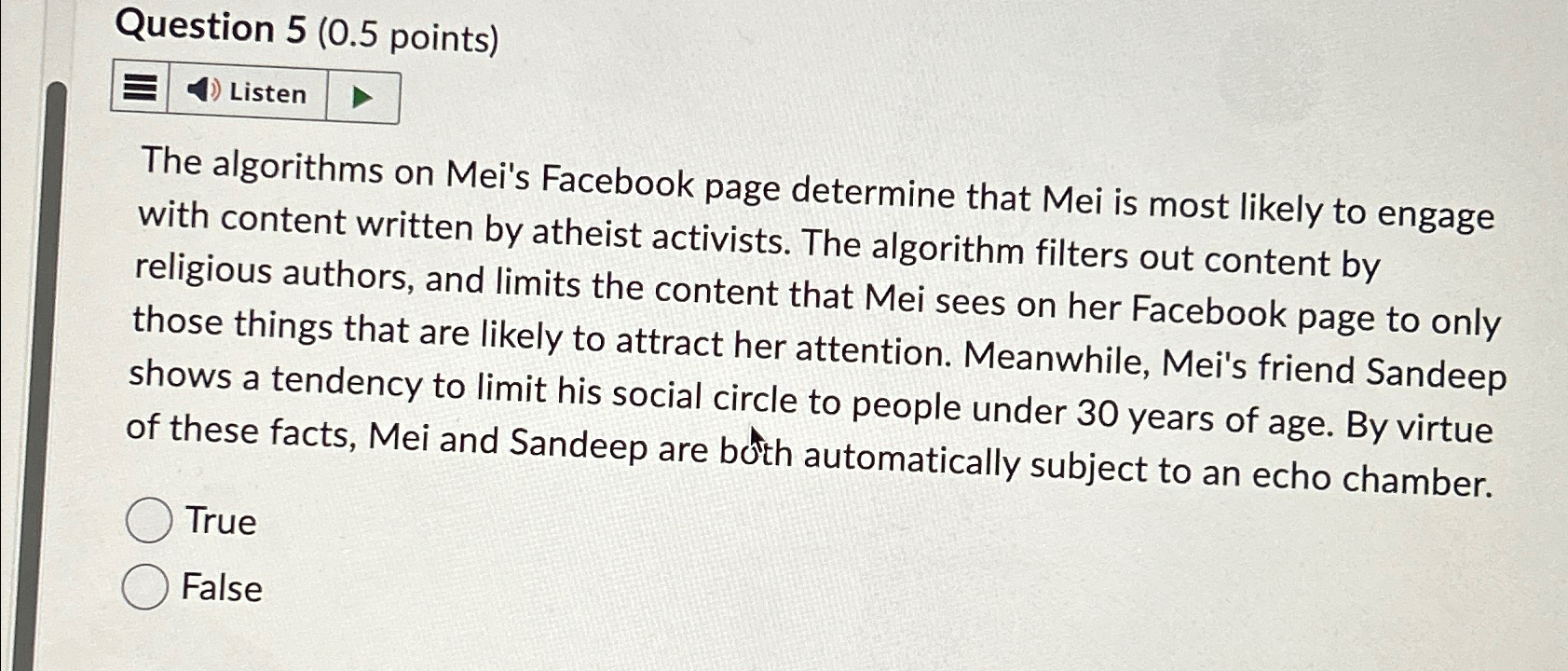 Solved Question 5 ( 0.5 ﻿points)ListenThe algorithms on | Chegg.com