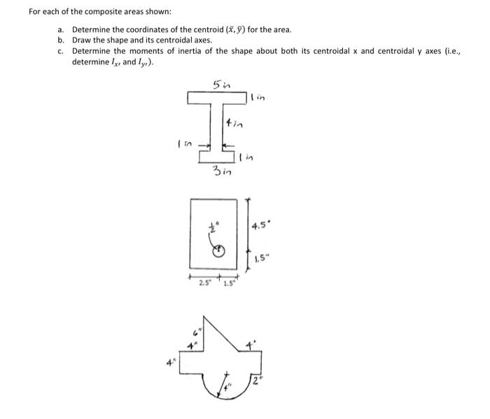 Solved For each of the composite areas shown: a. Determine | Chegg.com