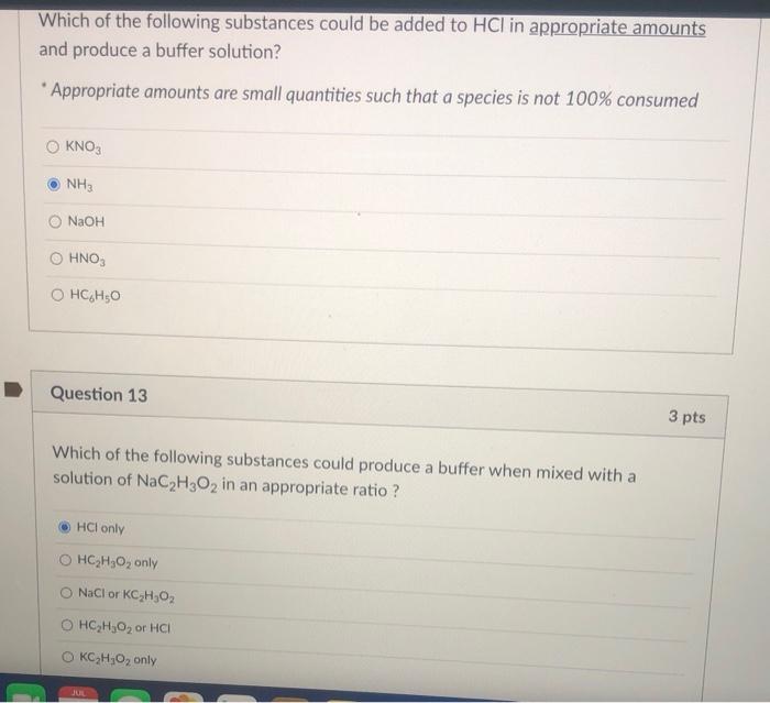 Solved D Question 3 3 pts Which of the following buffer | Chegg.com