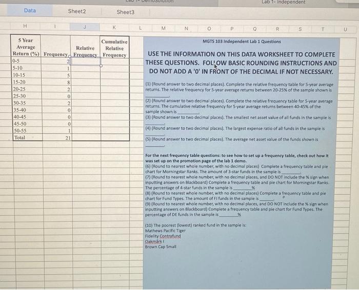 Solved 1MGTS 103 Independent Lab 1 Questions USETHE | Chegg.com