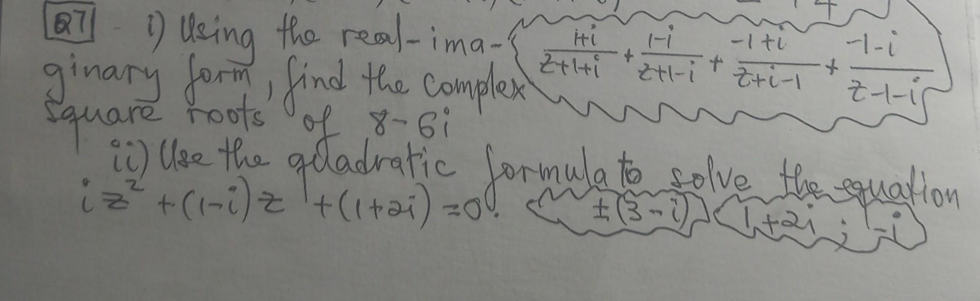 Solved Q7) - 1) Using the real-ima- | Chegg.com