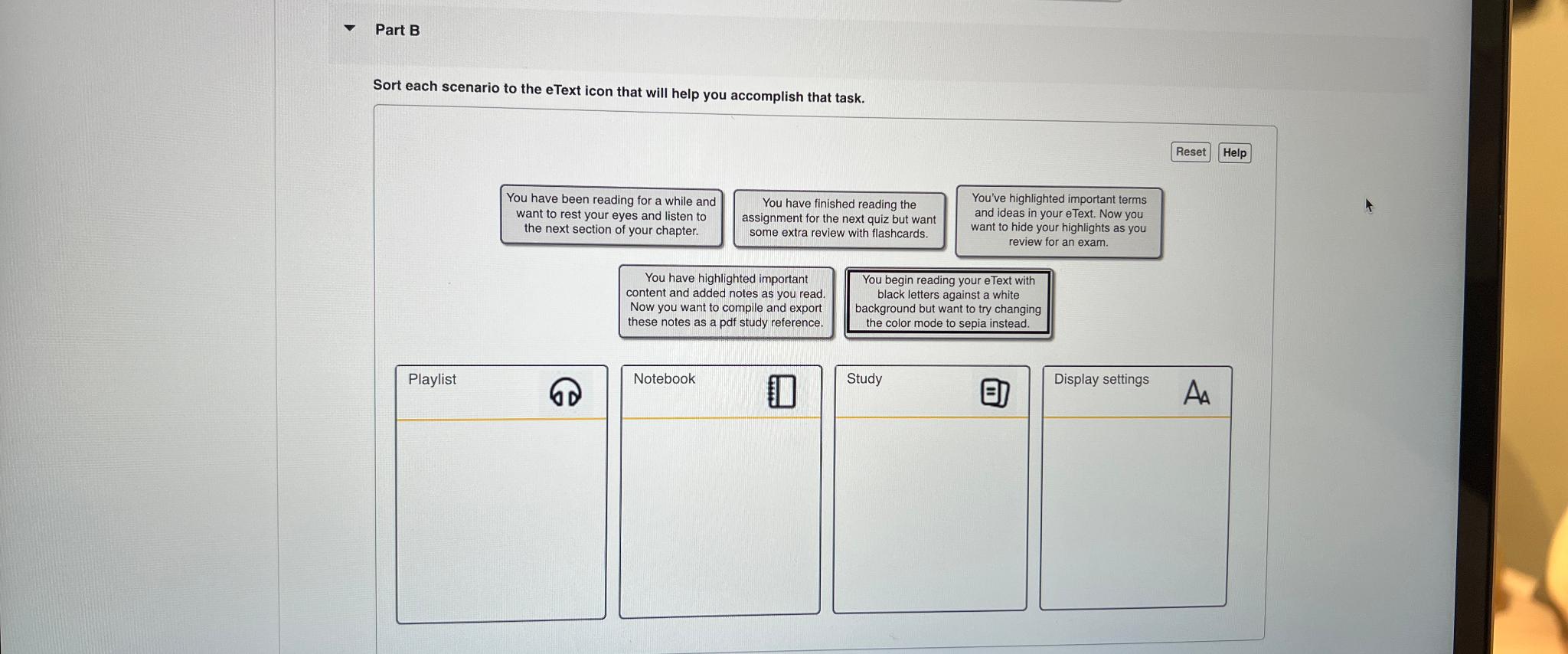 Solved Part BSort each scenario to the eText icon that will | Chegg.com