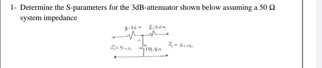 Solved Determine the S-parameters for the 3 dB-attenuator | Chegg.com