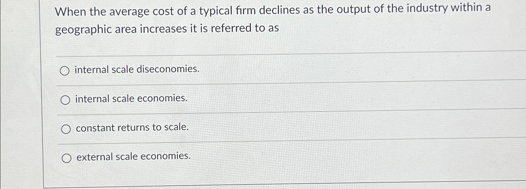 Solved When the average cost of a typical firm declines as | Chegg.com