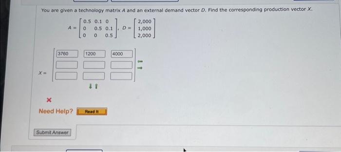 Solved You are given a technology matrix A and an external | Chegg.com