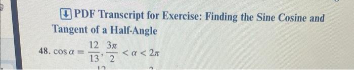 Solved (7) PDF Transcript for Exercise: Finding the Sine | Chegg.com