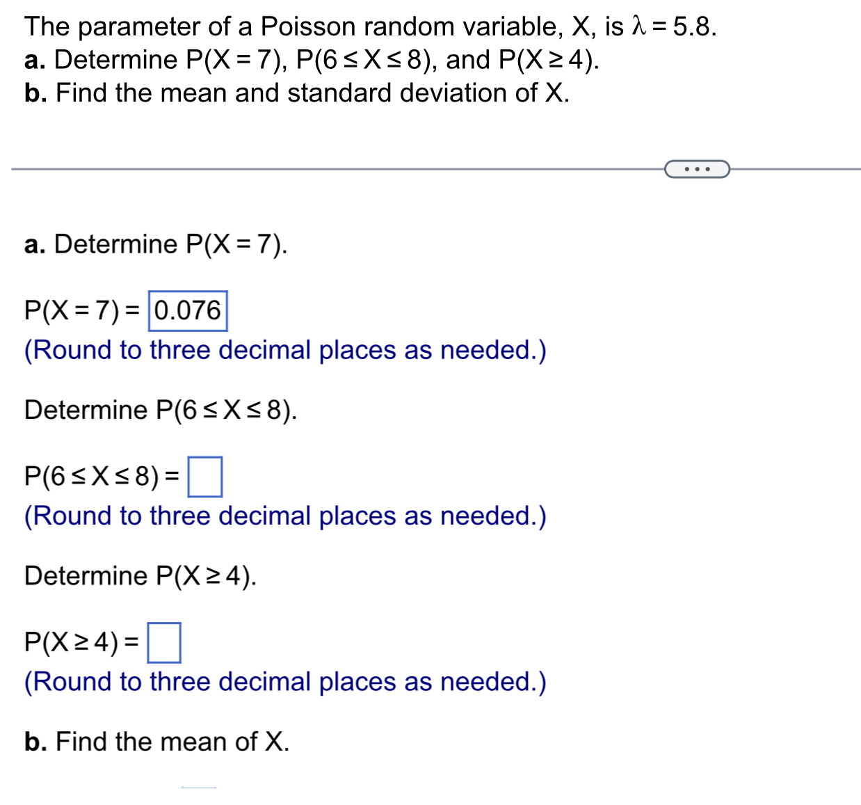 Solved The parameter of a Poisson random variable, x, ﻿is | Chegg.com