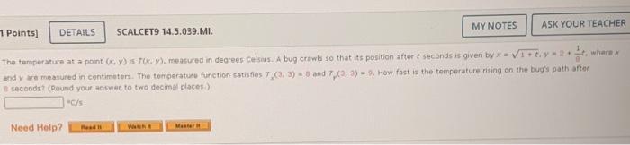Solved 2. [-/1 Points) DETAILS SCALCET9 14.5.039. MI. MY | Chegg.com