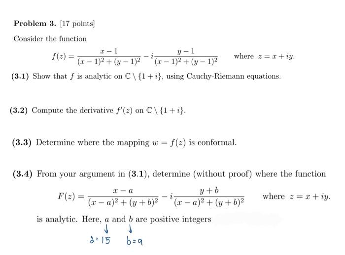 Solved Problem 3. (17 points) Consider the function 3-1 f(x) | Chegg.com
