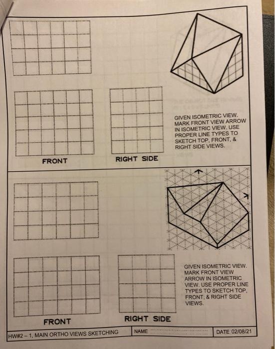 Solved GIVEN ISOMETRIC VIEW. MARK FRONT VIEW ARROW IN | Chegg.com